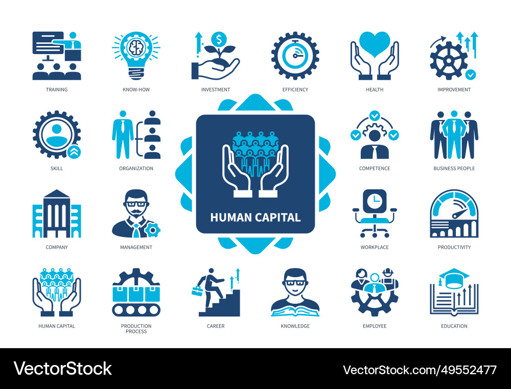 Human capital solid icon set Royalty Free Vector Image