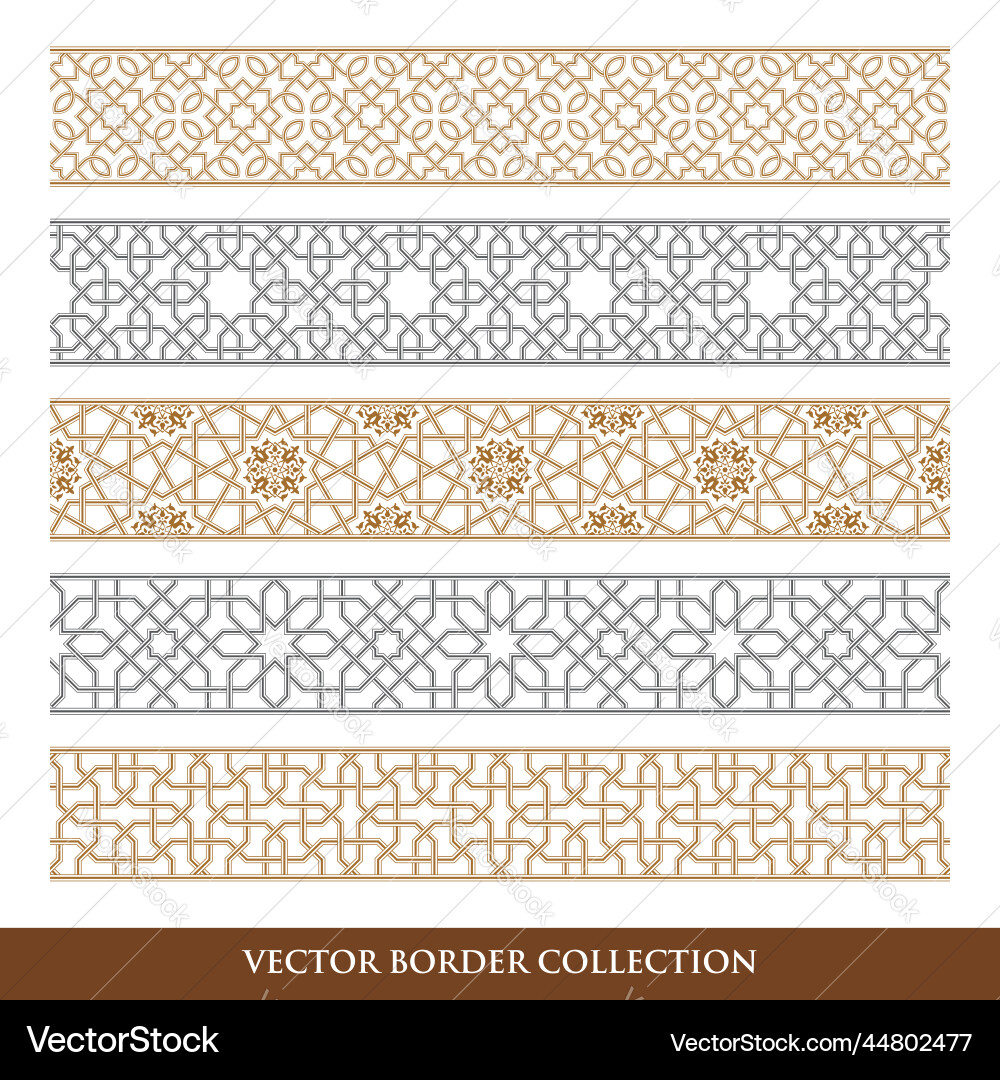 Islamic Arabesque Border Collection Royalty Free Vector