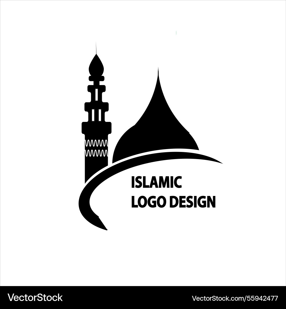 Islamic logo with mosque and minaret Royalty Free Vector