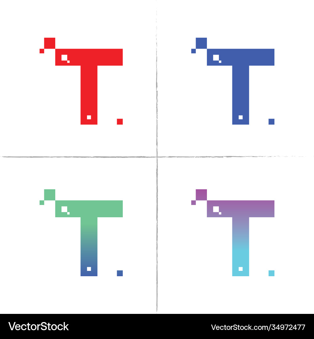 Letter t pixel logo Royalty Free Vector Image - VectorStock