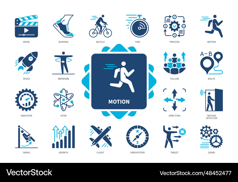 Motion solid icon set Royalty Free Vector Image
