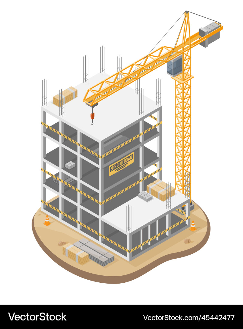 Order to stop work problem emergency construction Vector Image