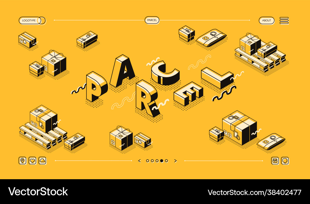 Parcel delivery line word halftone design Vector Image