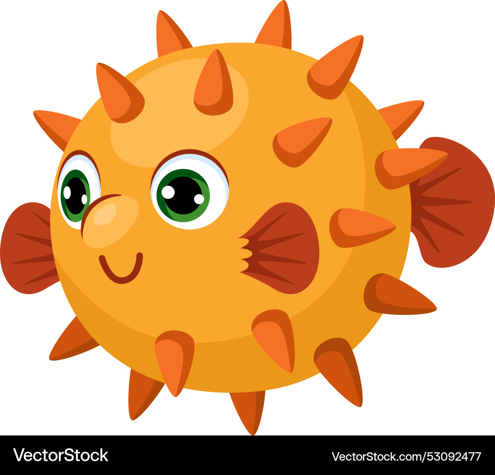 Pufferfish cartoon icon underwater creature Vector Image