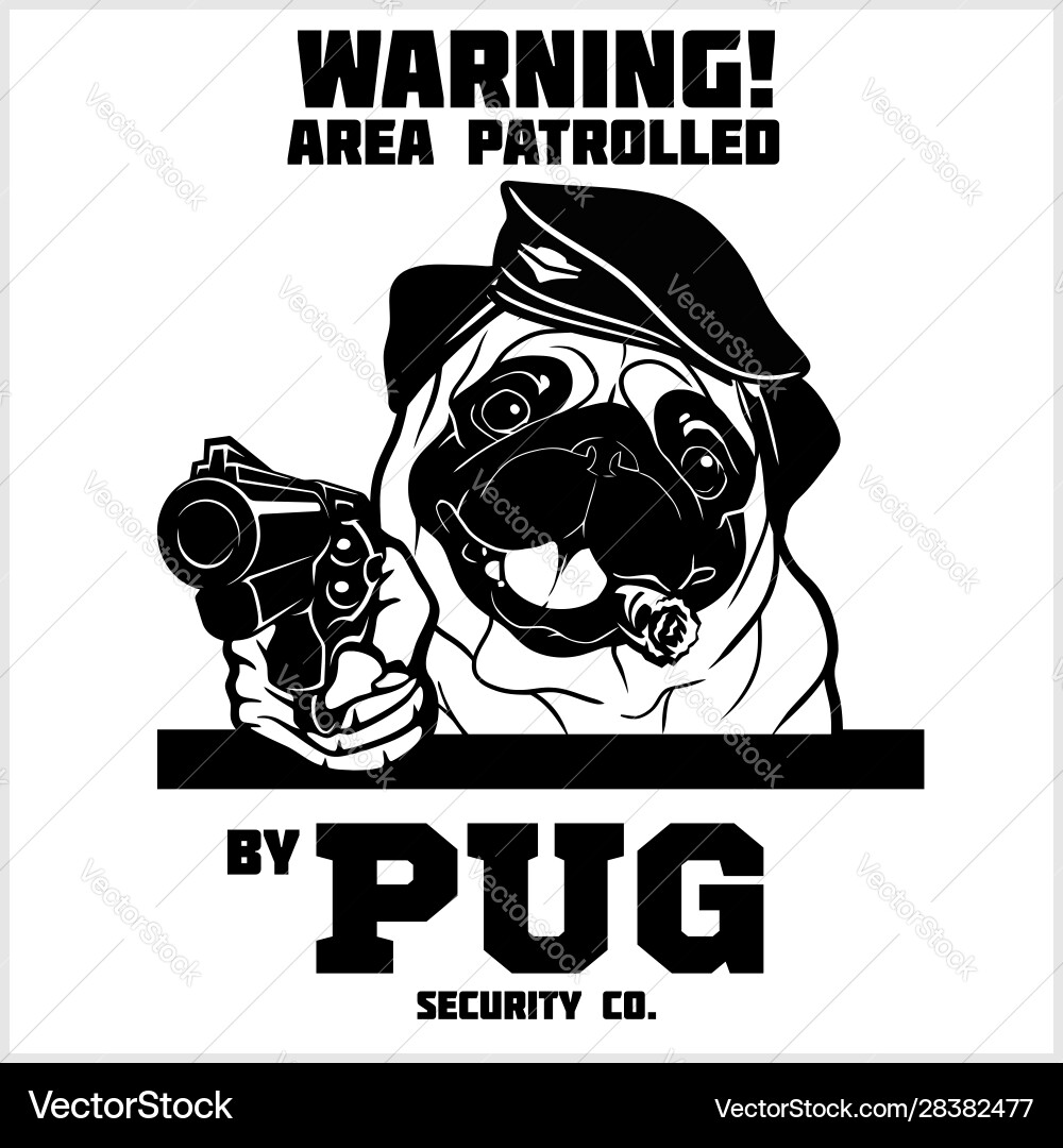 Pug Security Guard - Gun & Cigar Royalty Free Vector