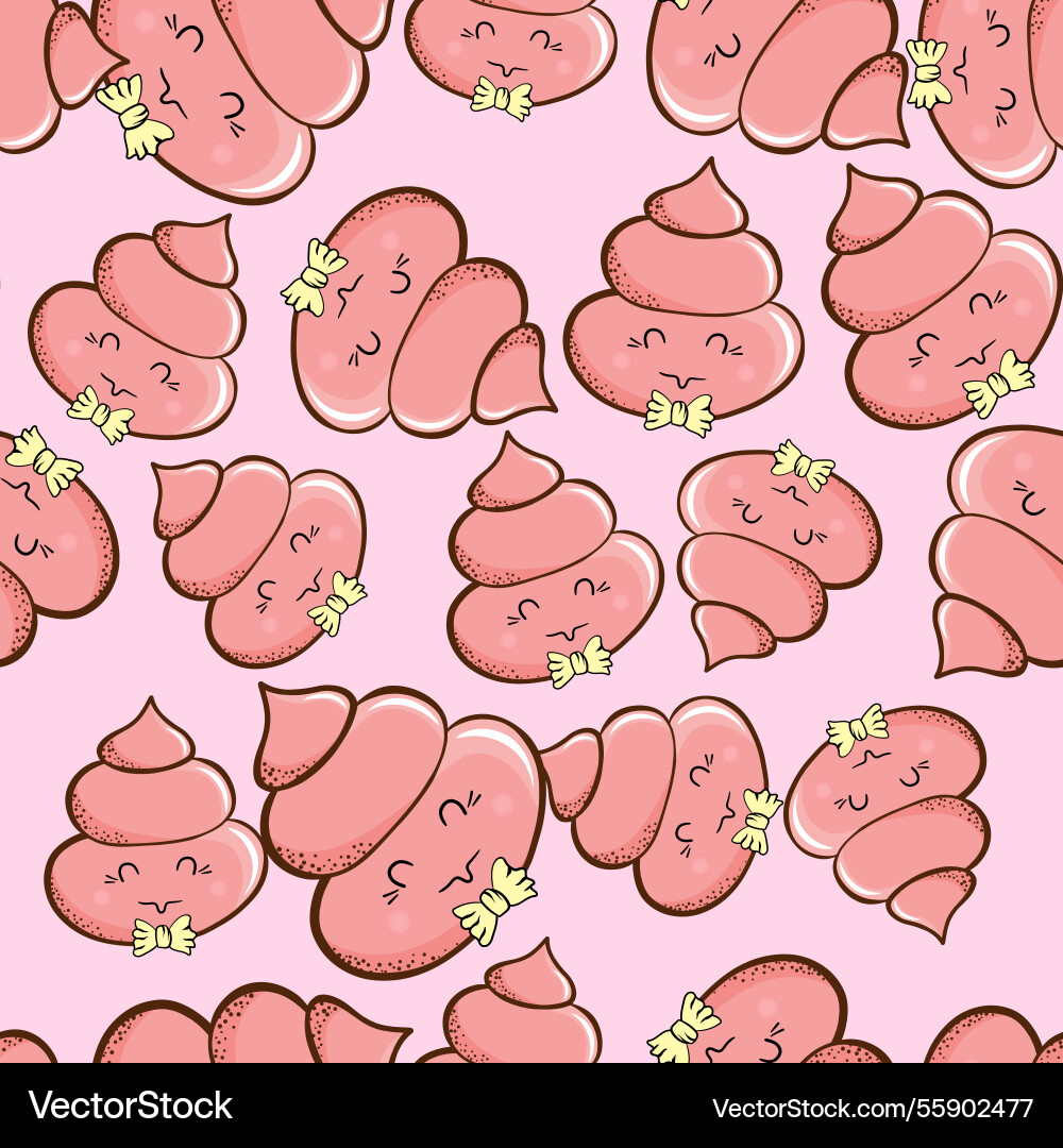 Seamless pattern with kawaii poop on color Vector Image