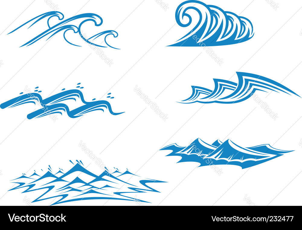 Set of wave symbols Royalty Free Vector Image - VectorStock