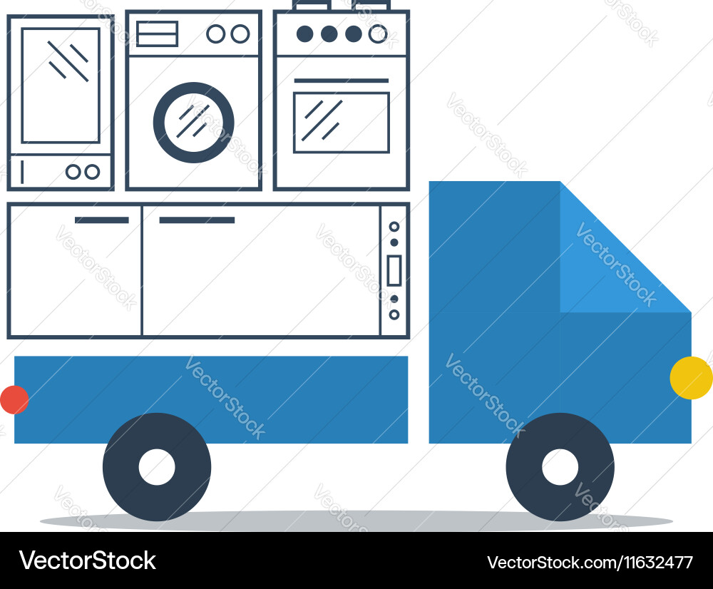 Shop delivery services truck icon flat Royalty Free Vector