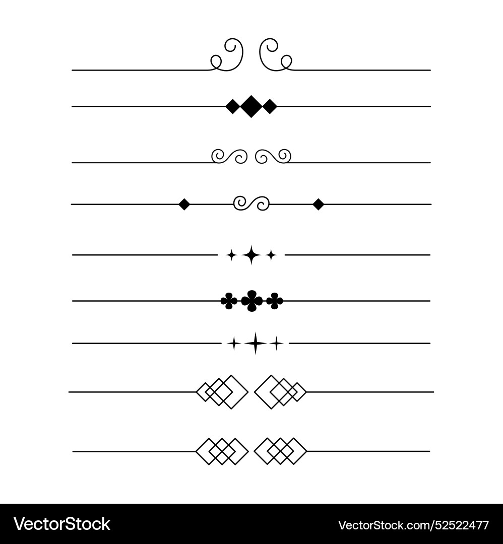 Simple divider elements line border Royalty Free Vector