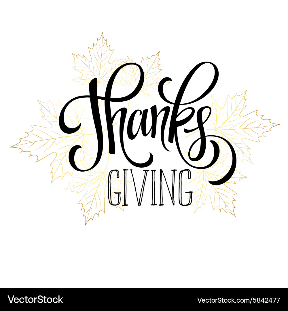 Thanksgiving - gold glittering lettering design Vector Image