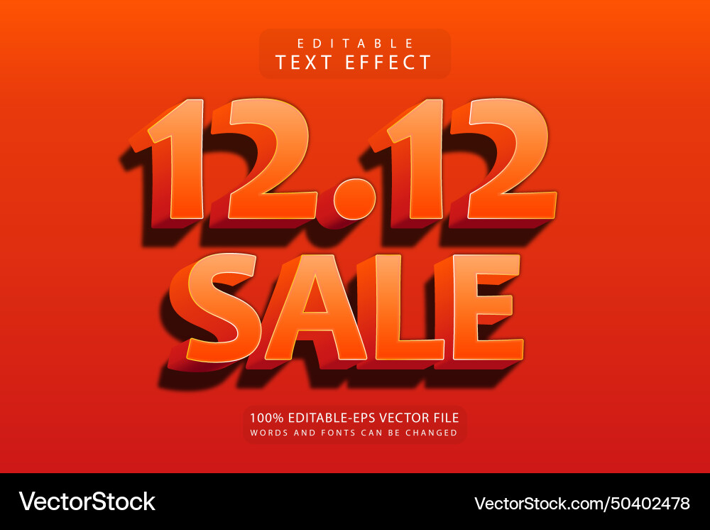 1212 sale editable text effect 3 dimension modern Vector Image