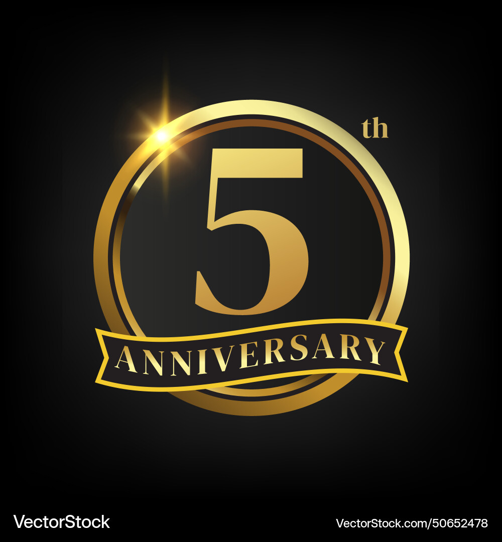 5th golden anniversary logo Royalty Free Vector Image