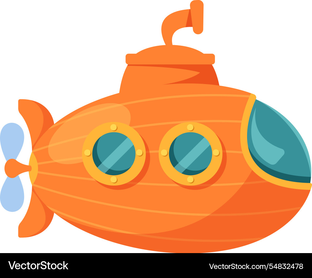 Cartoon toy submarine underwater ship Royalty Free Vector