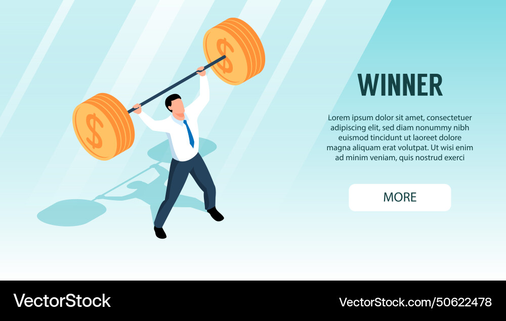 Isometric winner banner Royalty Free Vector Image