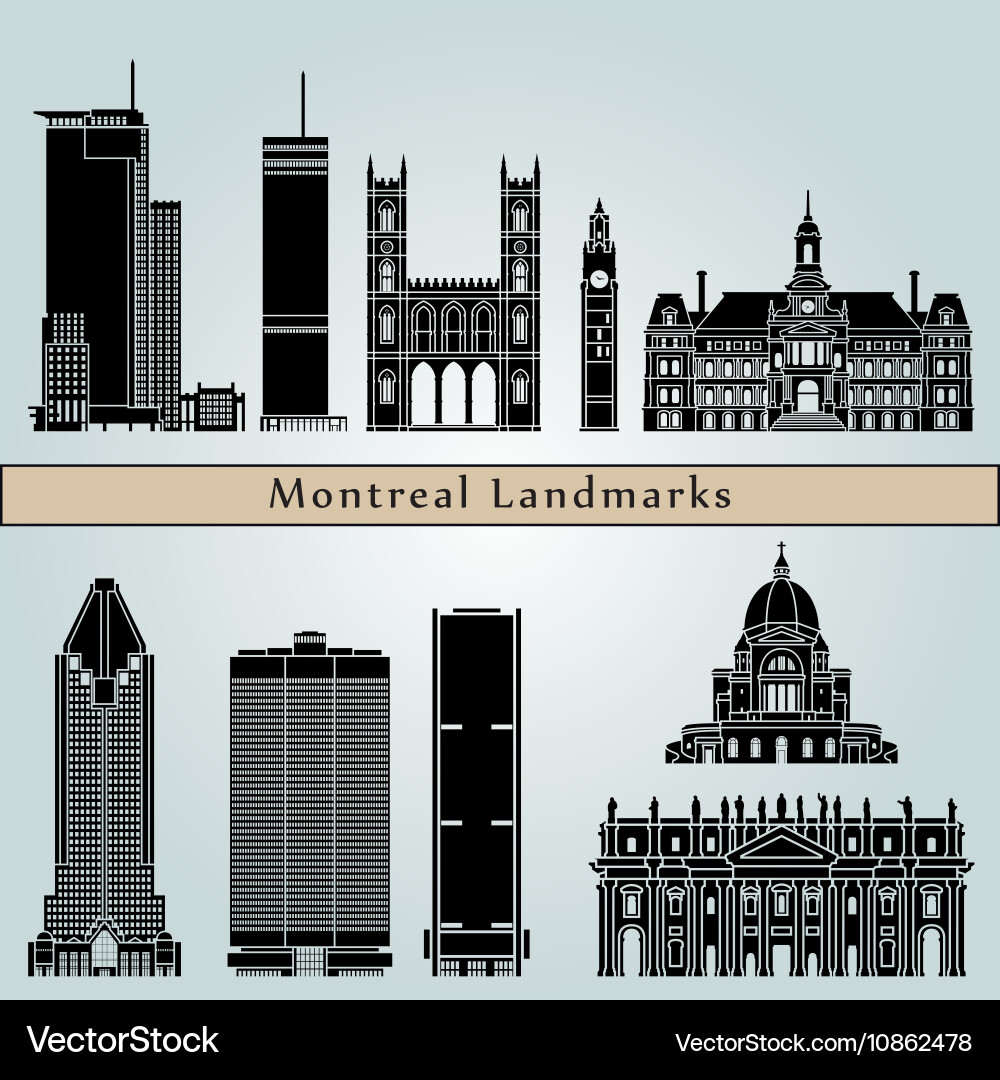 Montreal landmarks and monuments Royalty Free Vector Image