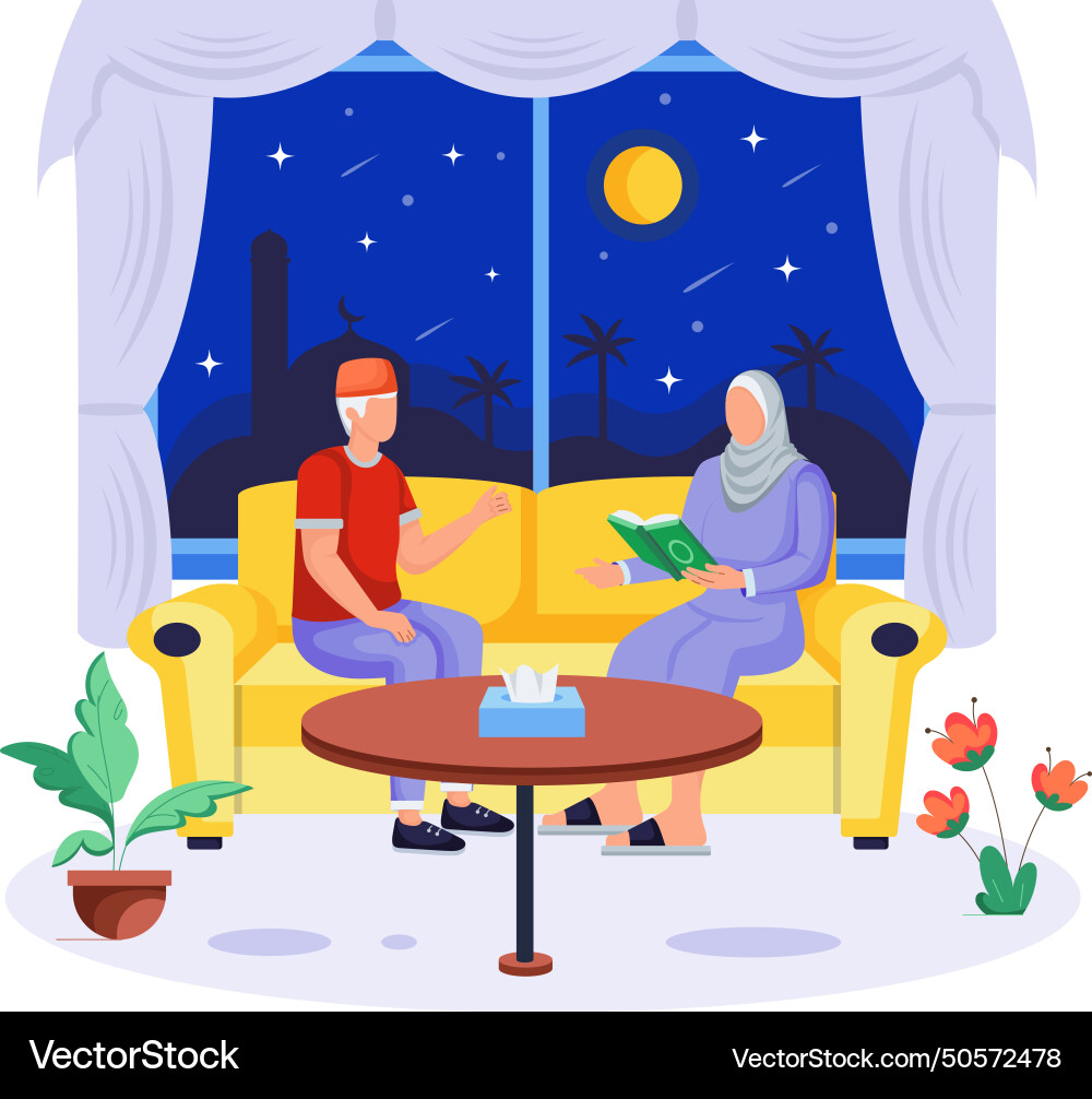 Muslim rituals flat character Royalty Free Vector Image