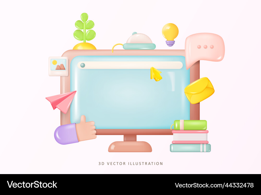 Online education e-learning home concept 3d Vector Image