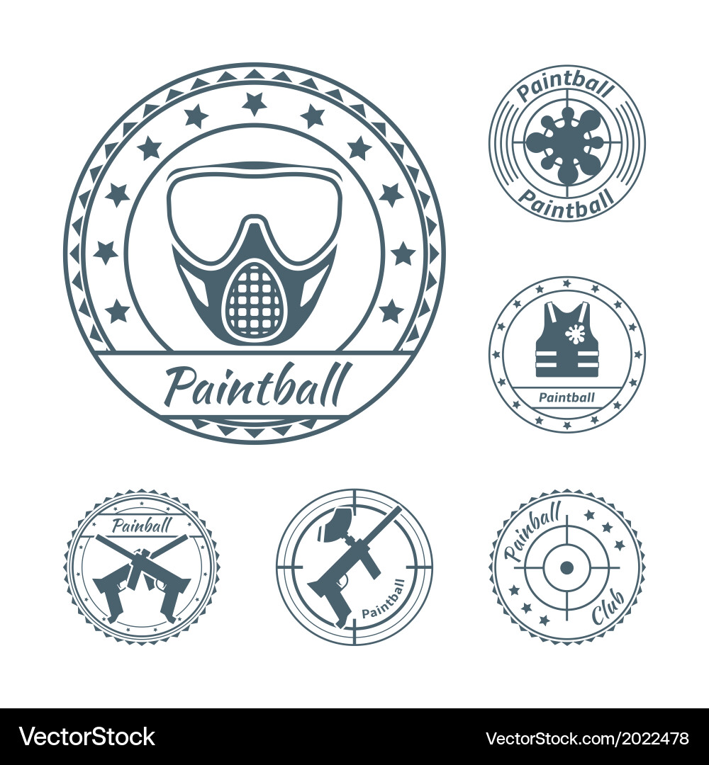 Paintball symbols set Royalty Free Vector Image