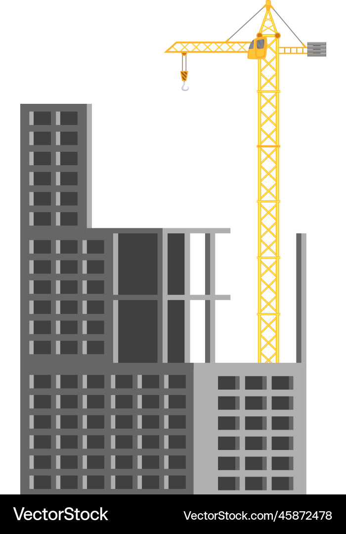 Skyscraper construction site with crane city Vector Image