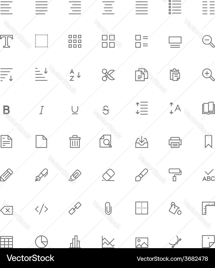 Text editing icon set Royalty Free Vector Image