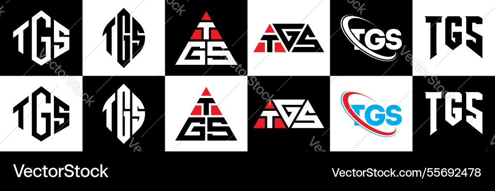 Tgs letter logo design in six style polygon Vector Image