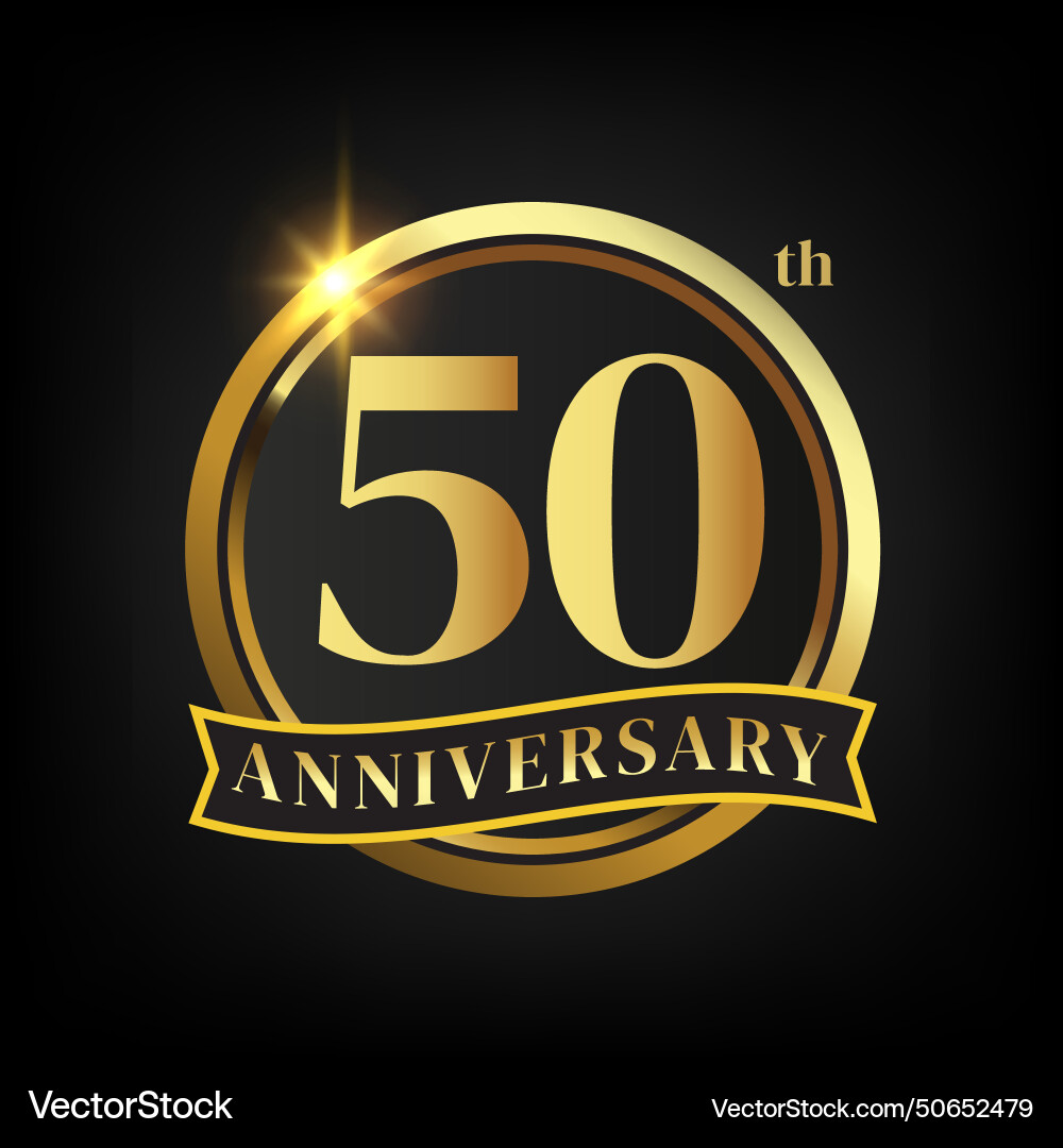 50th golden anniversary logo Royalty Free Vector Image