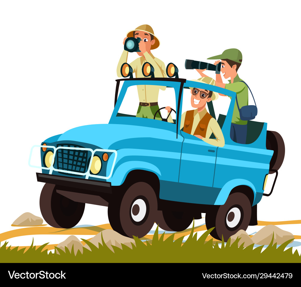 African safari adventure flat Royalty Free Vector Image