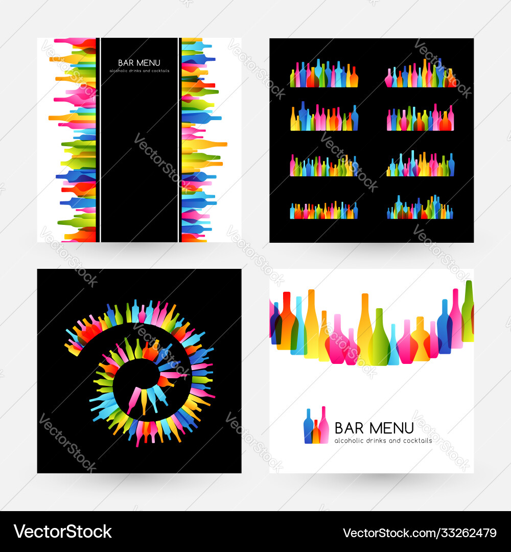 Bar menu design collection dividers spiral decor Vector Image