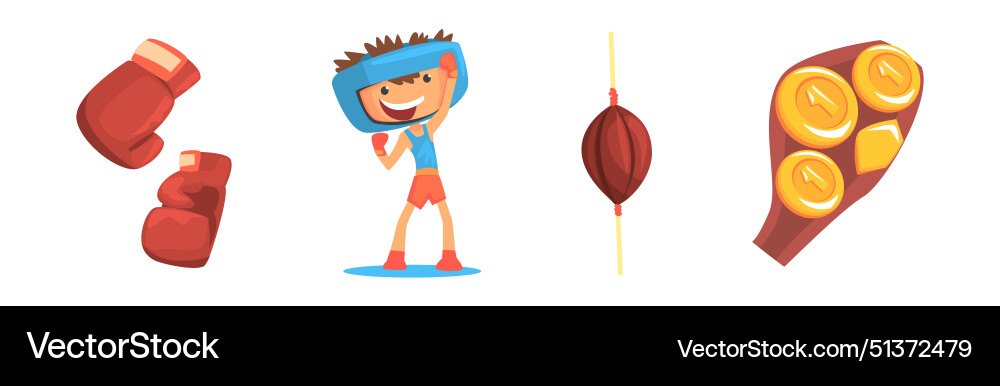 Boxing object and attributes for fight Royalty Free Vector