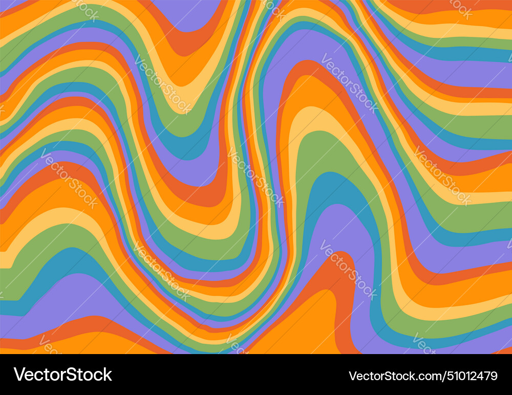 Groovy rainbow waves background psychedelic retro Vector Image