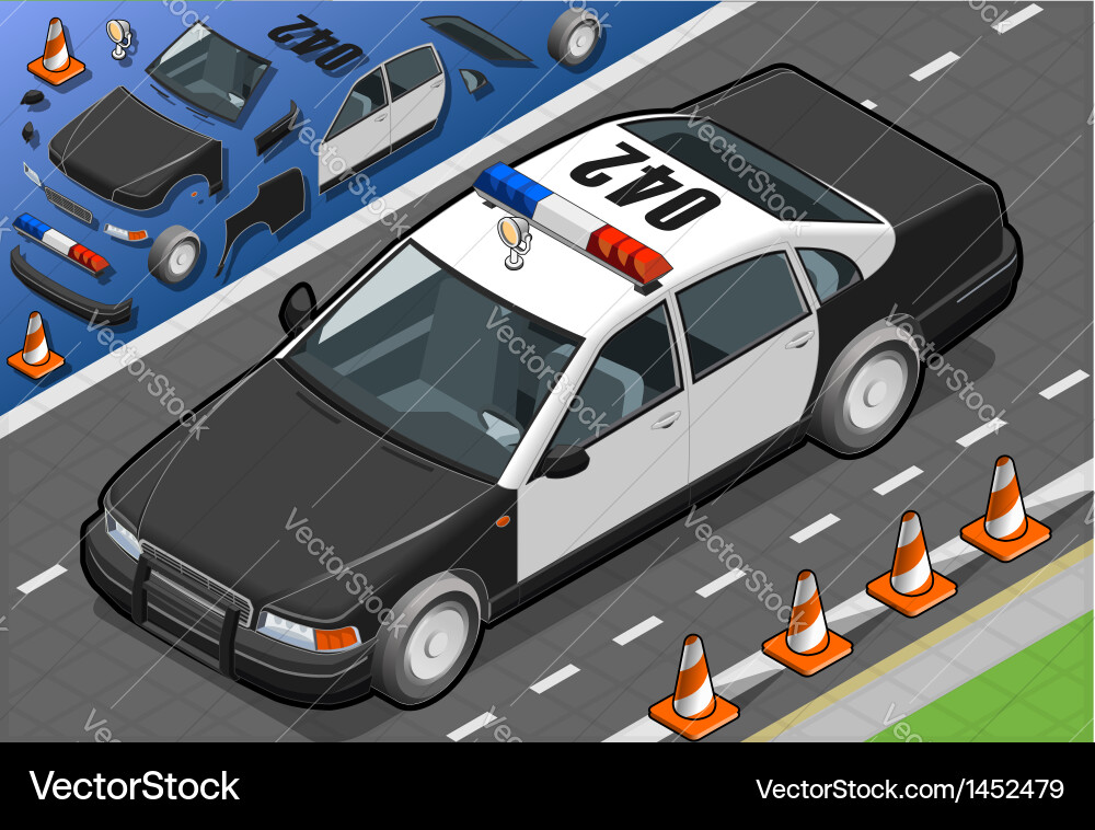 Isometric police car in front view Royalty Free Vector Image