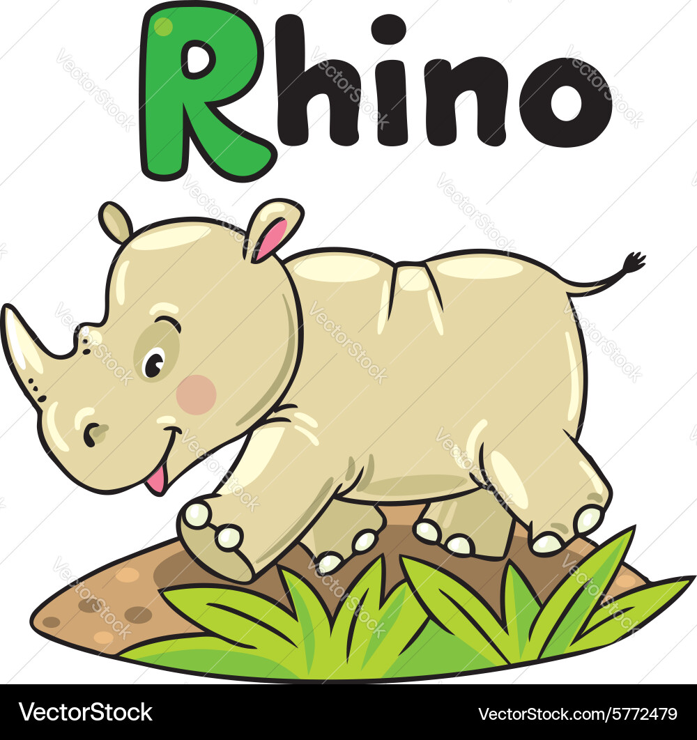 Little rhino for abc alphabet r Royalty Free Vector Image