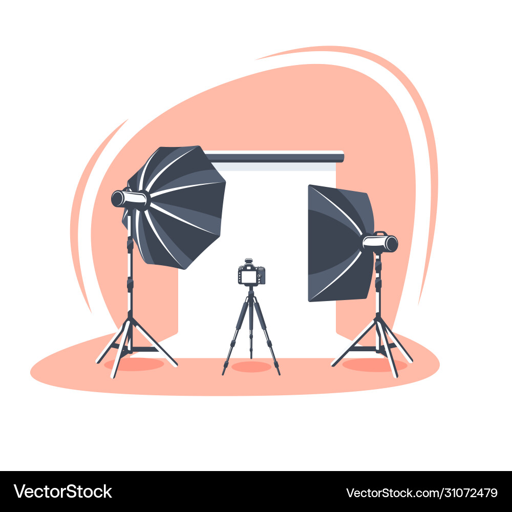 Photo studio scene isolated on white background Vector Image