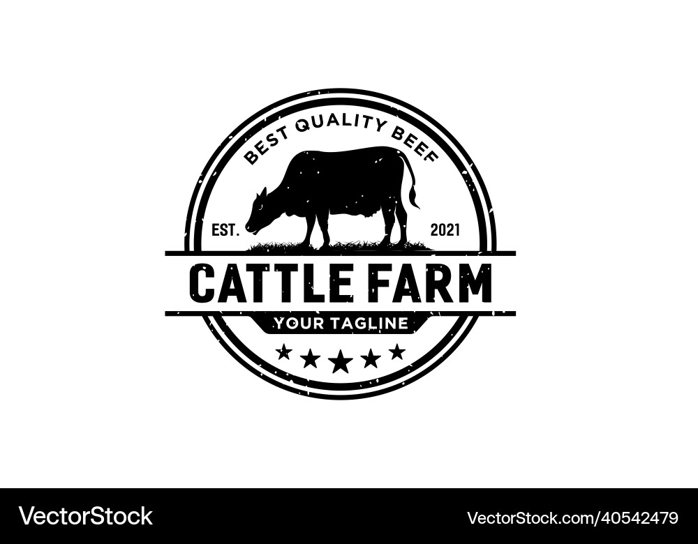 Vintage cattle farm emblem badge design template Vector Image