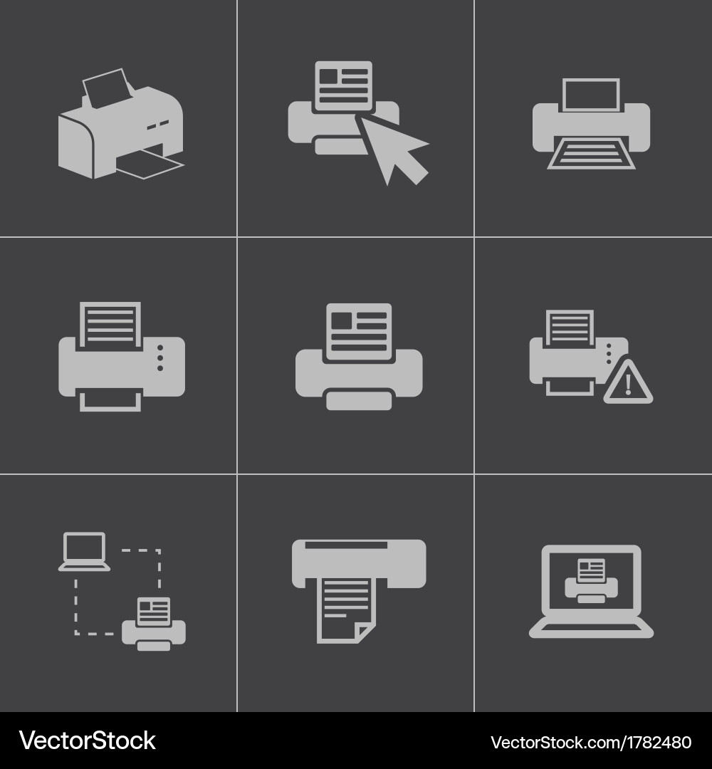 Black printer icons set Royalty Free Vector Image