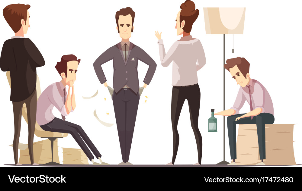 Business failure retro cartoon poster Royalty Free Vector