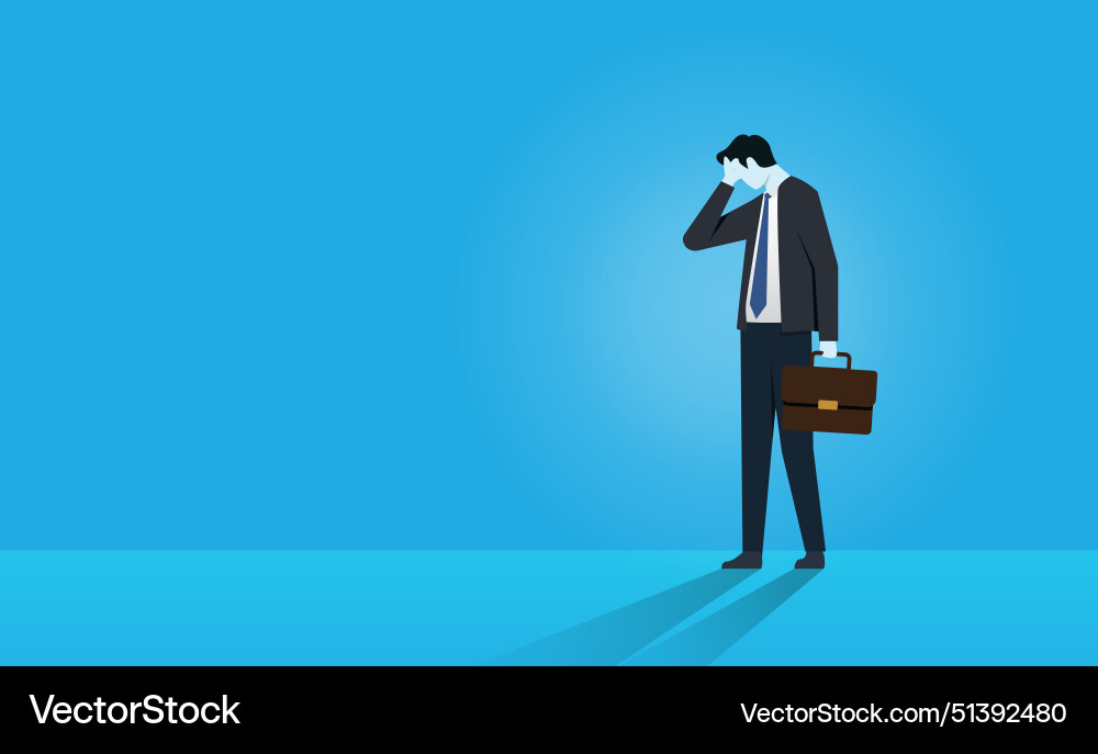 Businessman feeling lonely and having mental Vector Image