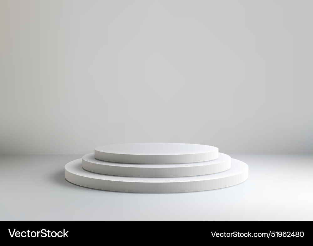Clean and sleek 3d white podium with three tiers Vector Image