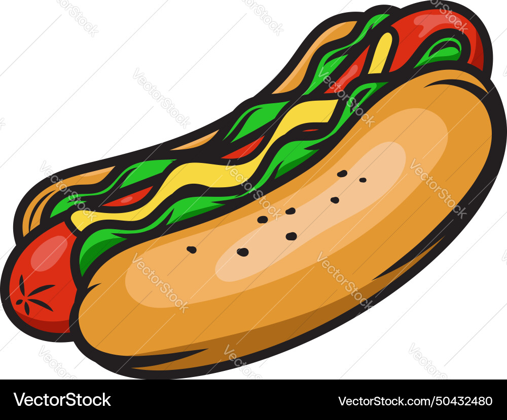 Engraved Hot Dog Illustration Royalty Free Vector Image