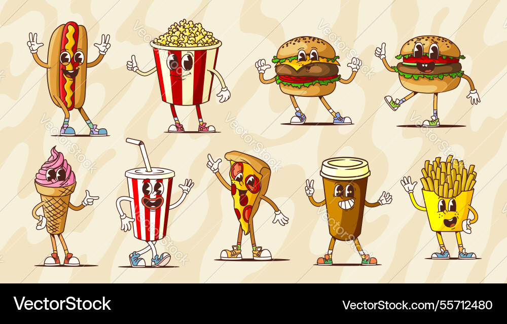 Retro Fast Food Cartoon Royalty Free Vector Image