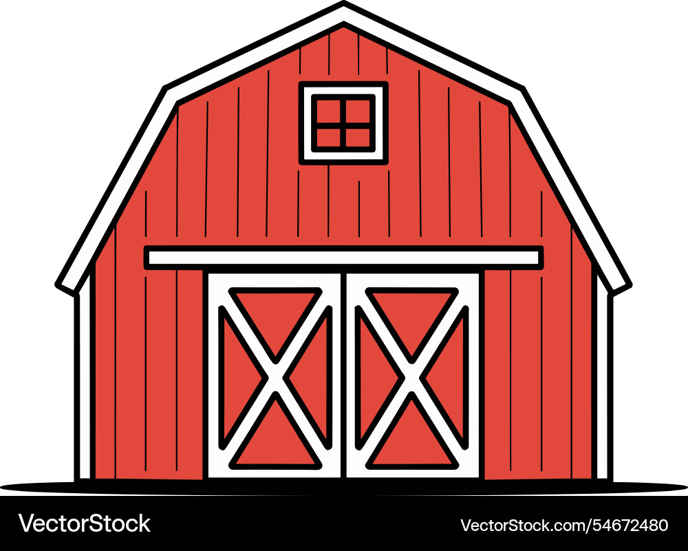 Simple red barn with crisscrossed doors Royalty Free Vector