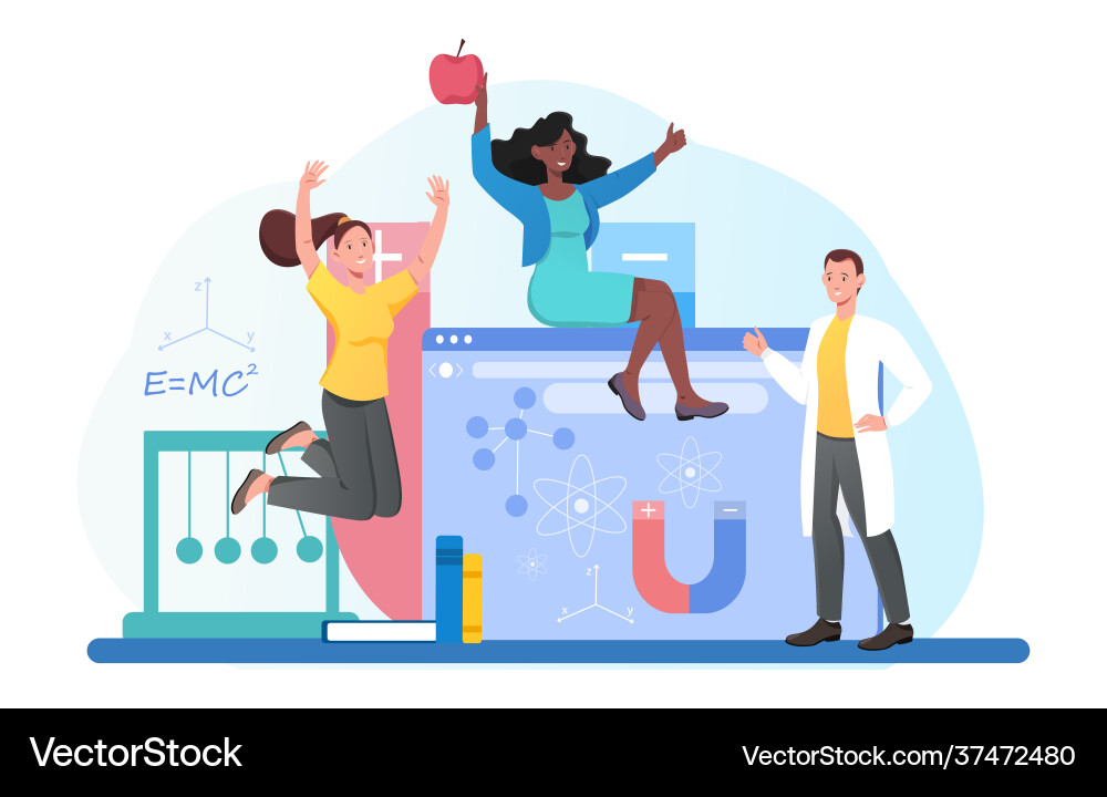 Students Learning Physics Concepts Royalty Free Vector Image