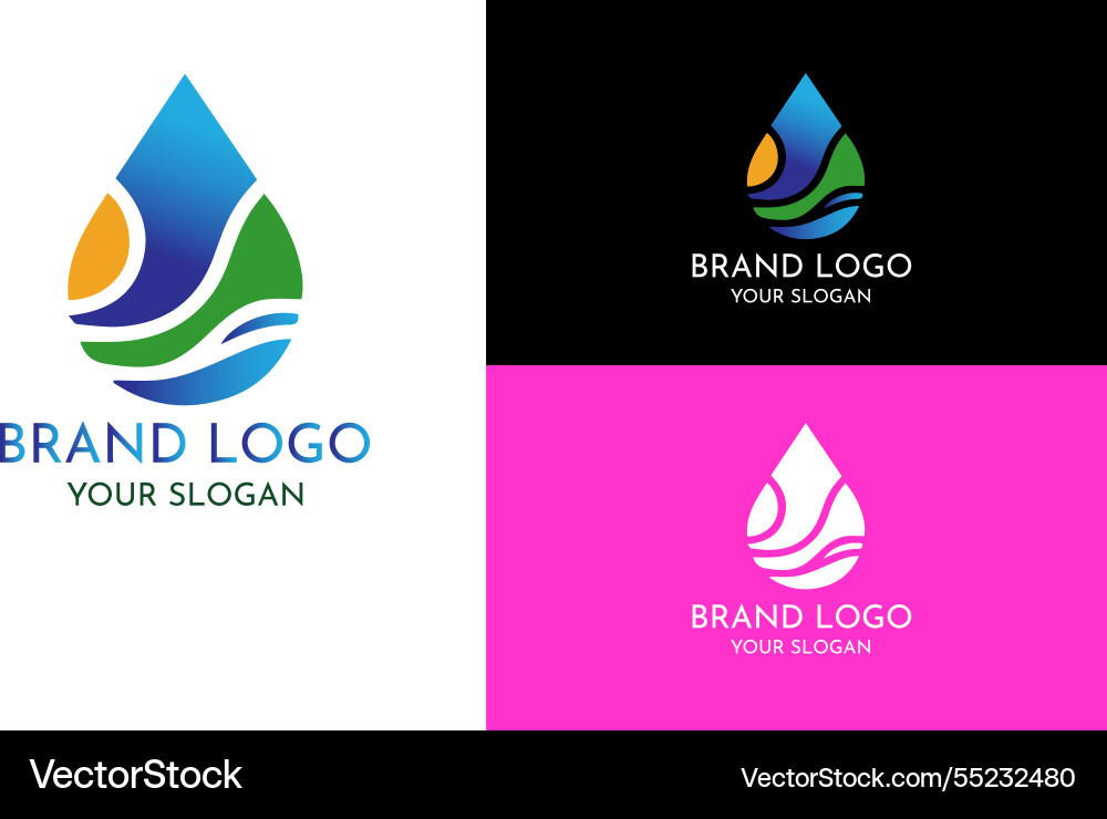 Water drop logo icon set Royalty Free Vector Image