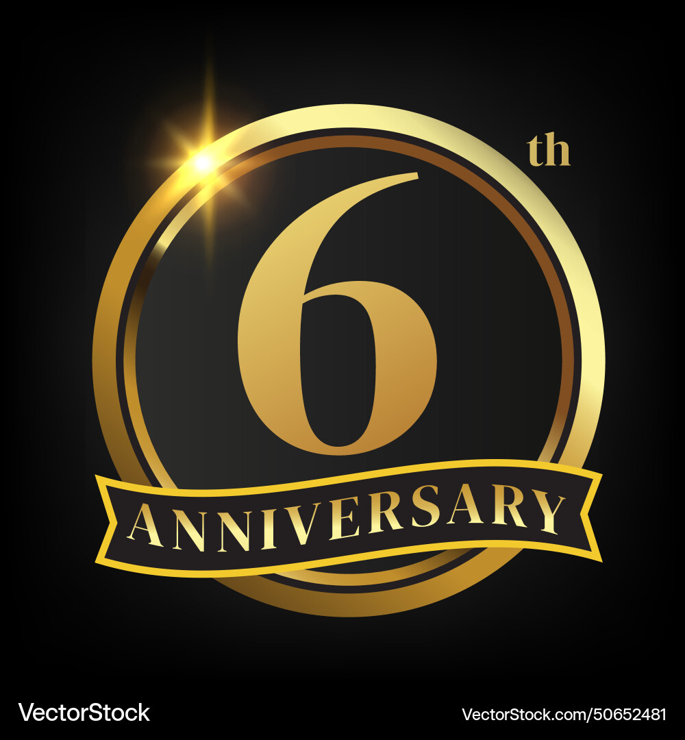 6th golden anniversary logo Royalty Free Vector Image
