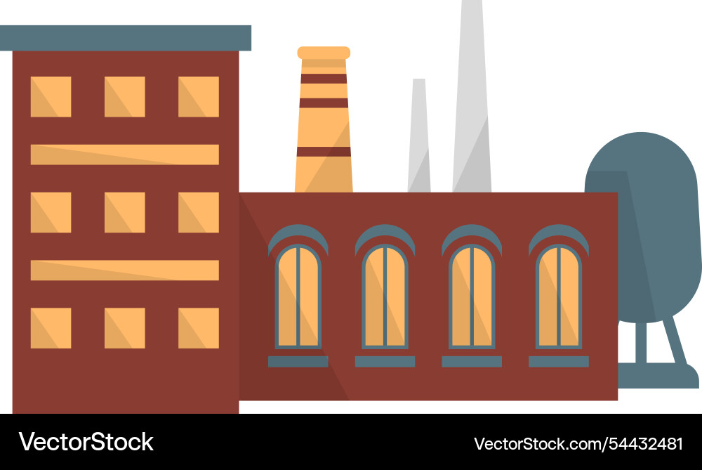 A large brick building with tall chimney Vector Image