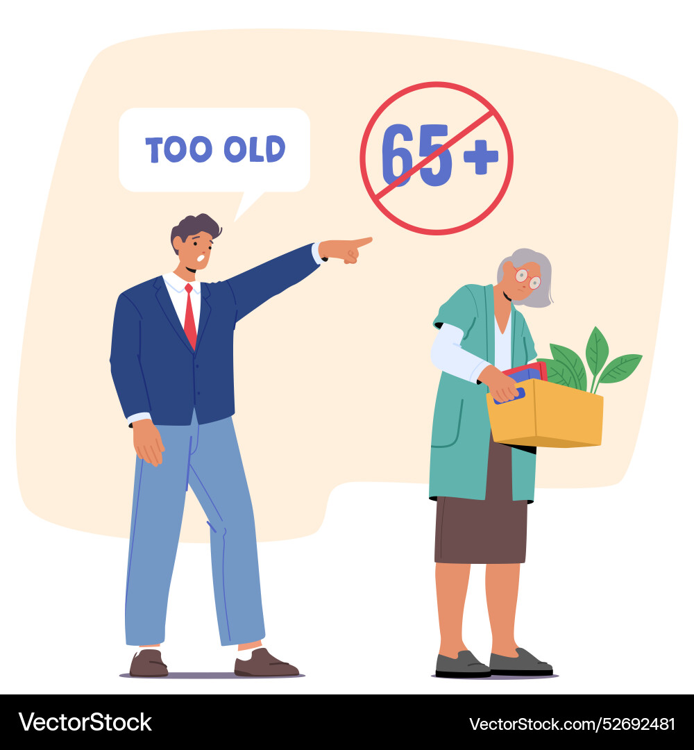 Age discrimination in the workplace younger boss Vector Image