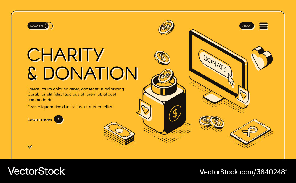 Charity donation isometric line halftone Vector Image