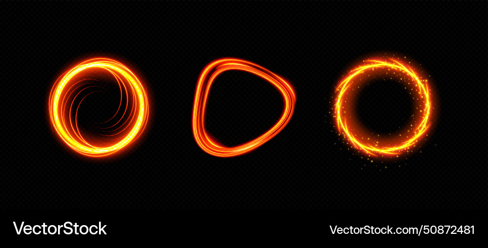 Fire circle and triangle magic portal Royalty Free Vector