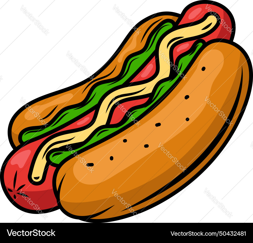 Hot dog in engraving style design element Vector Image
