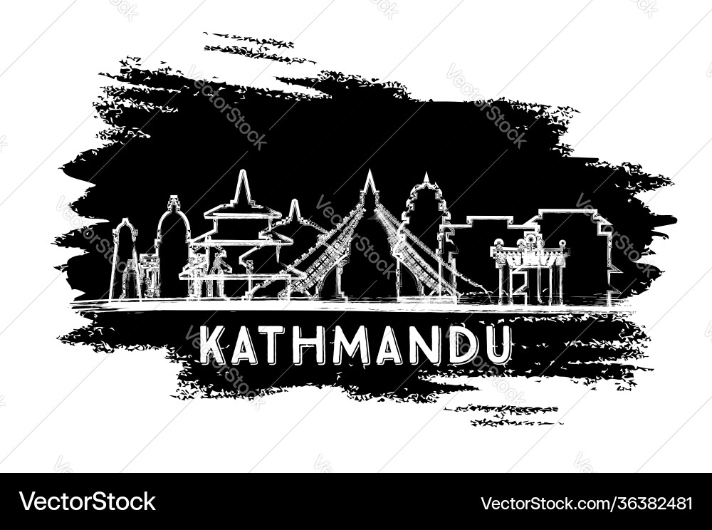 Kathmandu Skyline Silhouette Royalty Free Vector Image